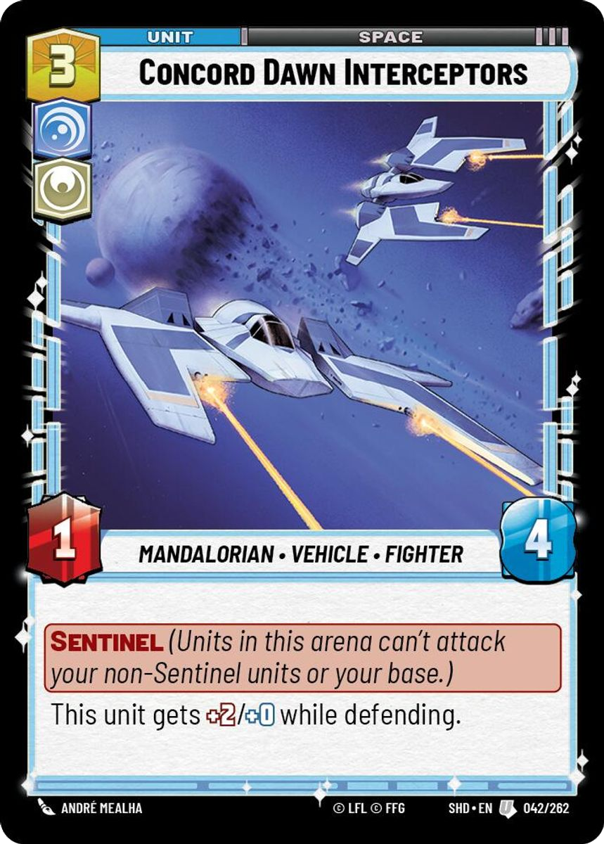 Concord Dawn Interceptors · Shadows of the Galaxy (SHD) #42/262 · SWU Codex